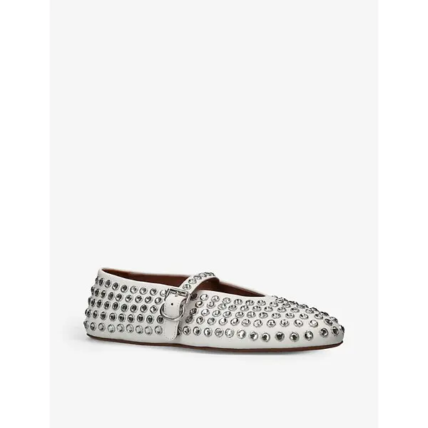 Alaïa Rhinestone-embellished Leather Ballet Flats - White