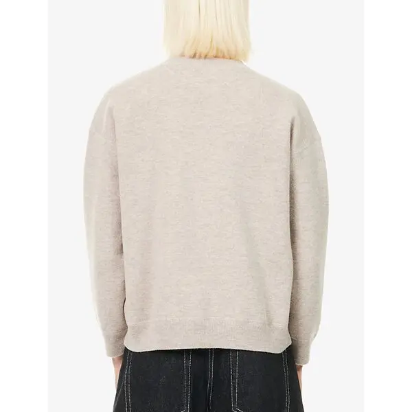 Max Mara Text-print Round-neck Wool-blend Jumper - Beige