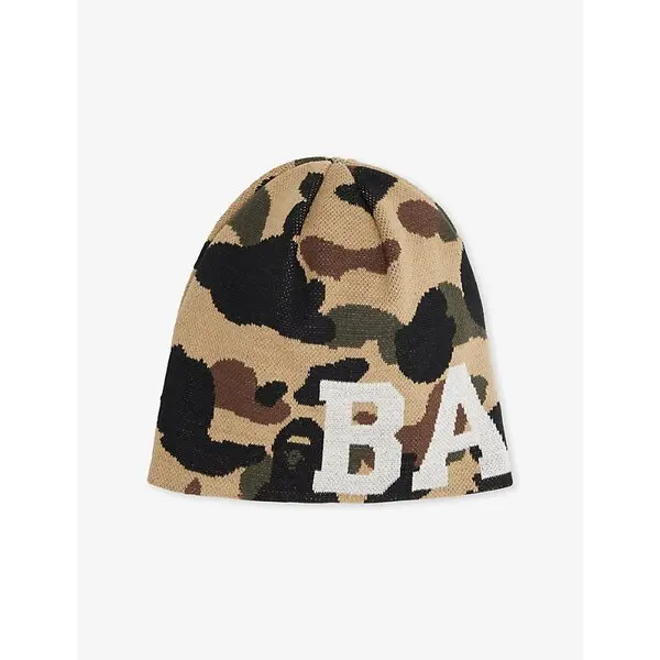A BATHING APE 1st Camo Brand-print Knitted Beanie