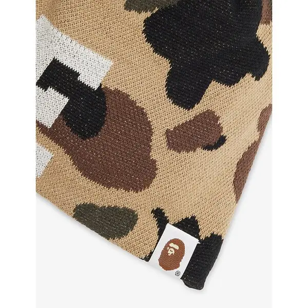 A BATHING APE 1st Camo Brand-print Knitted Beanie