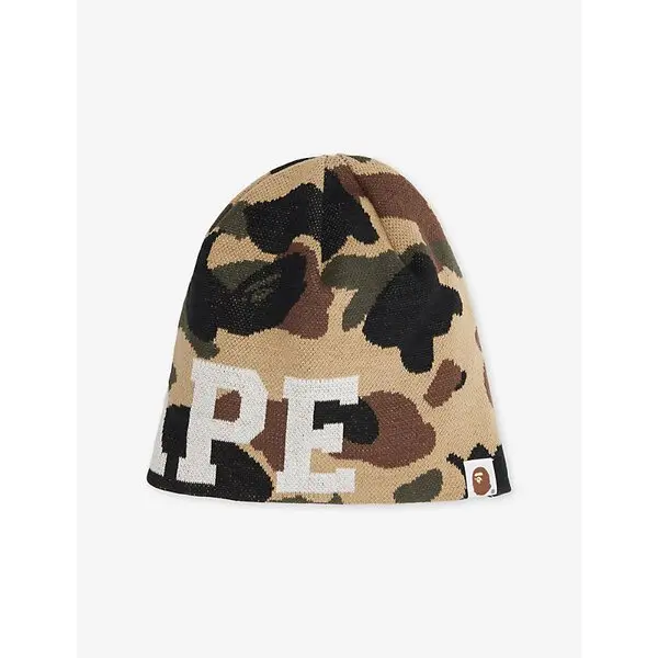 A BATHING APE 1st Camo Brand-print Knitted Beanie