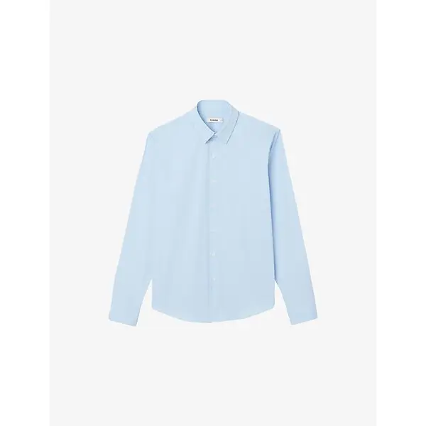 Sandro Classic Long-sleeve Cotton-blend Shirt - Blue Sky