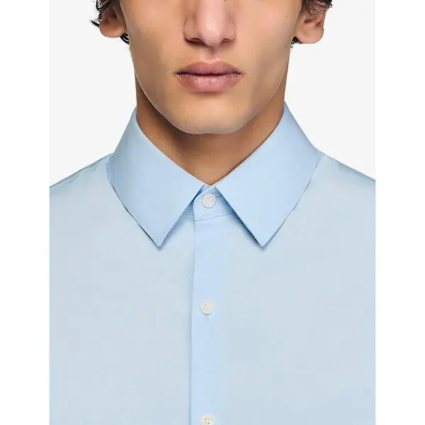 Sandro Classic Long-sleeve Cotton-blend Shirt - Blue Sky