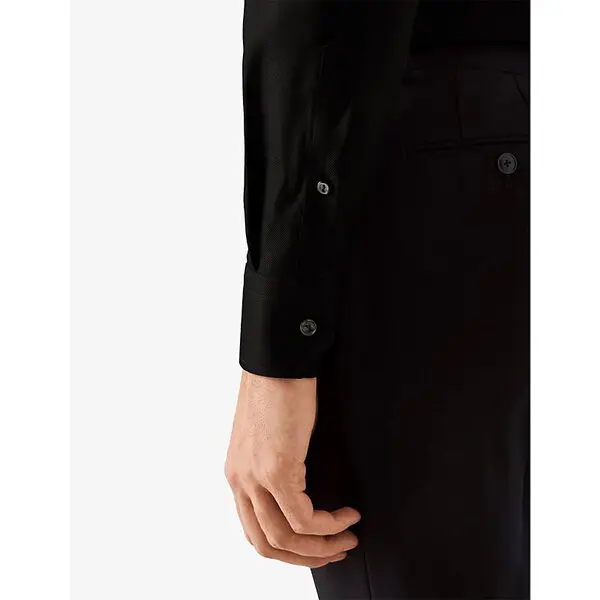 Eton Cutaway-collar Single-cuff Slim-fit Cotton-twill Shirt - Black