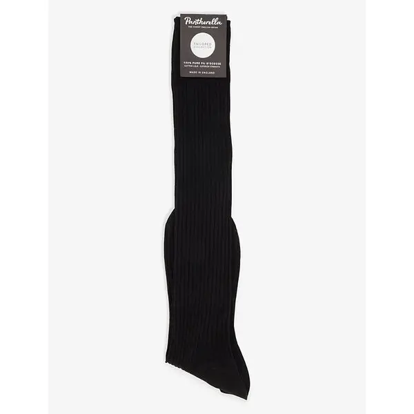 Pantherella Cotton Ribbed Knee-high Socks - Black