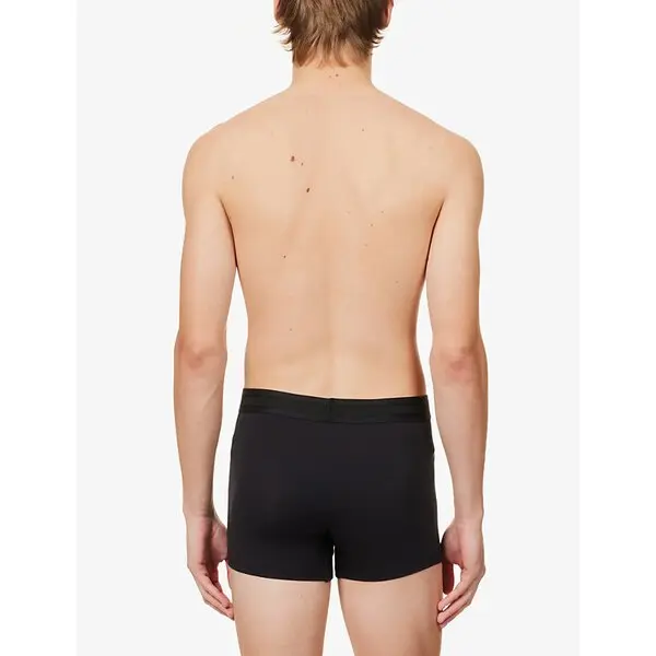 CHE Elasticated-waistband Pack Of Three Stretch-woven Trunks - Black