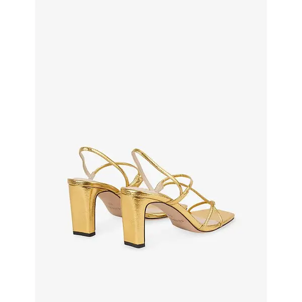 Sandro Faye Strappy Leather Heeled Sandals - Naturels