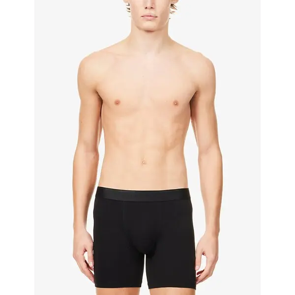 Sunspel Elasticated-waistband Stretch-cotton Trunks - Black