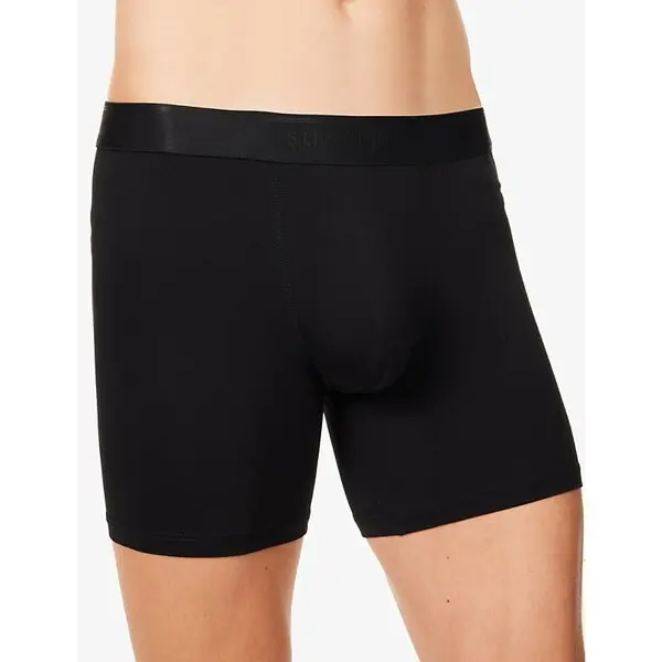 Sunspel Elasticated-waistband Stretch-cotton Trunks - Black