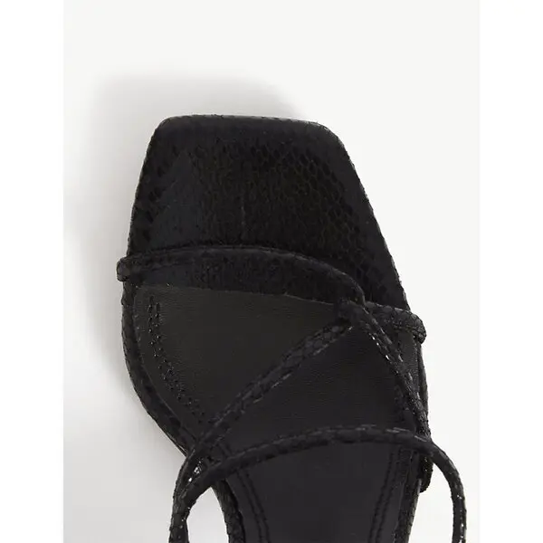 Sandro Faye Snakeskin-embossed Leather Strappy Sandals - Black