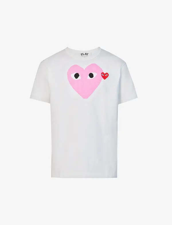 Play Comme Des Garcon Heart Logo-motif Cotton-jersey T-shirt