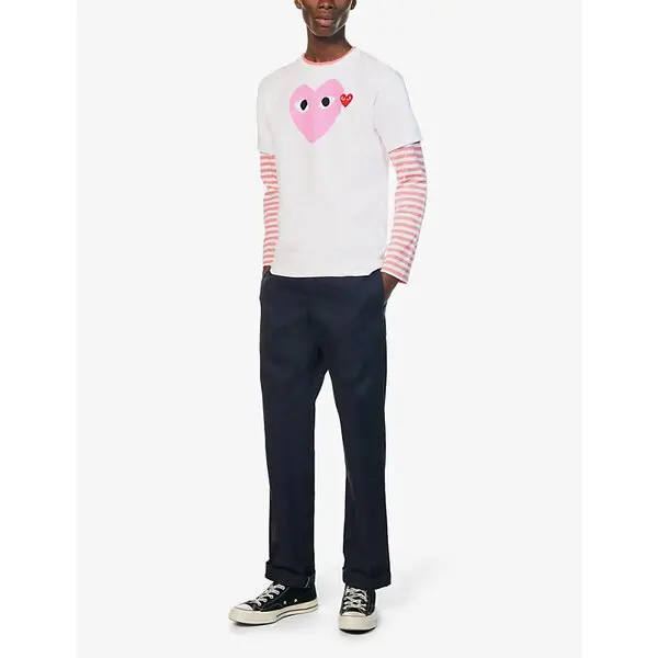 Play Comme Des Garcon Heart Logo-motif Cotton-jersey T-shirt