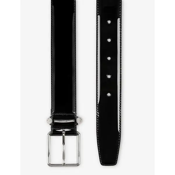 CHRISTIAN LOUBOUTIN Patent Leather Belt With Strass Embellishment - Black/silver