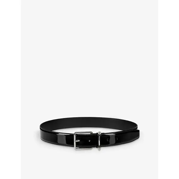 CHRISTIAN LOUBOUTIN Patent Leather Belt With Strass Embellishment - Black/silver