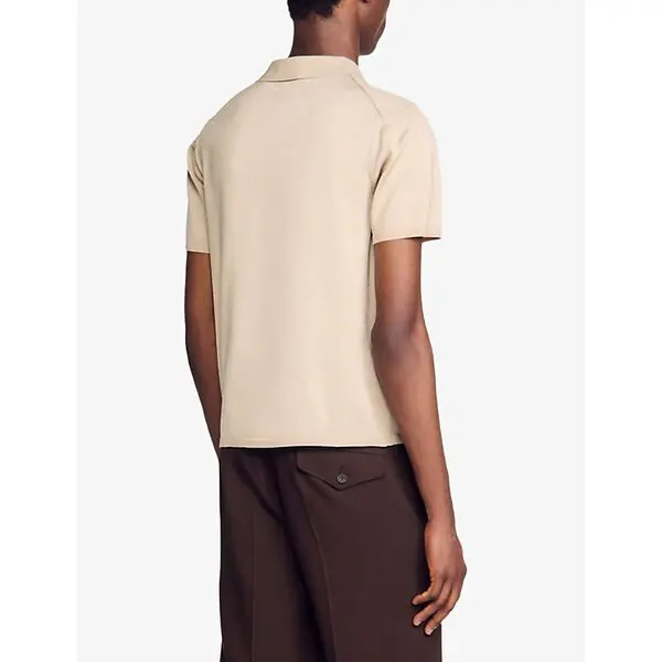Sandro Slightly-shiny Stretch-woven Polo-shirt