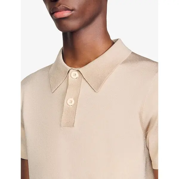 Sandro Slightly-shiny Stretch-woven Polo-shirt