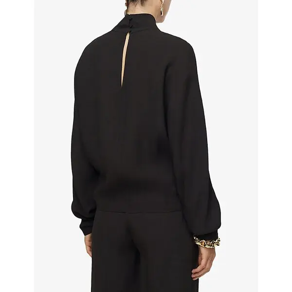 JOSEPH Funnel-neck Crepe Blouse