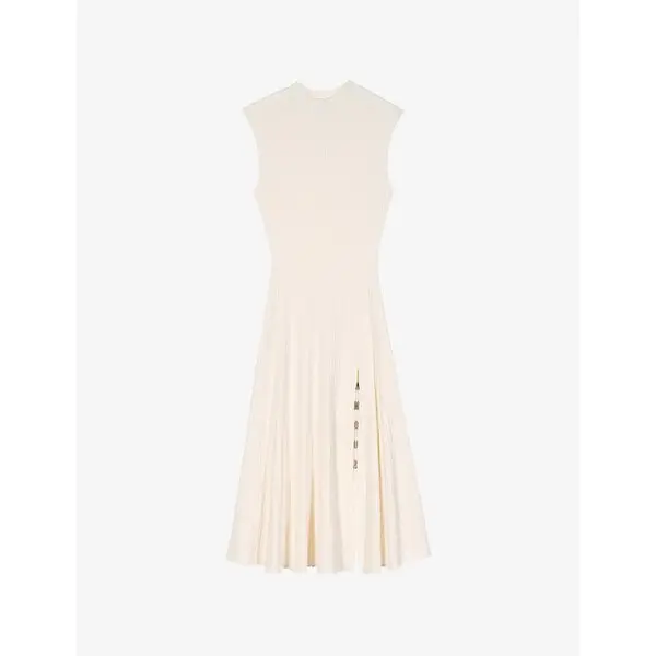 Maje Ribbed High-neck Stretch-knit Midi Dress
