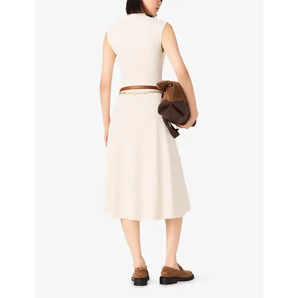 Maje Ribbed High-neck Stretch-knit Midi Dress