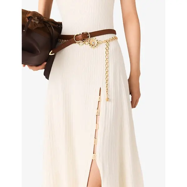 Maje Ribbed High-neck Stretch-knit Midi Dress
