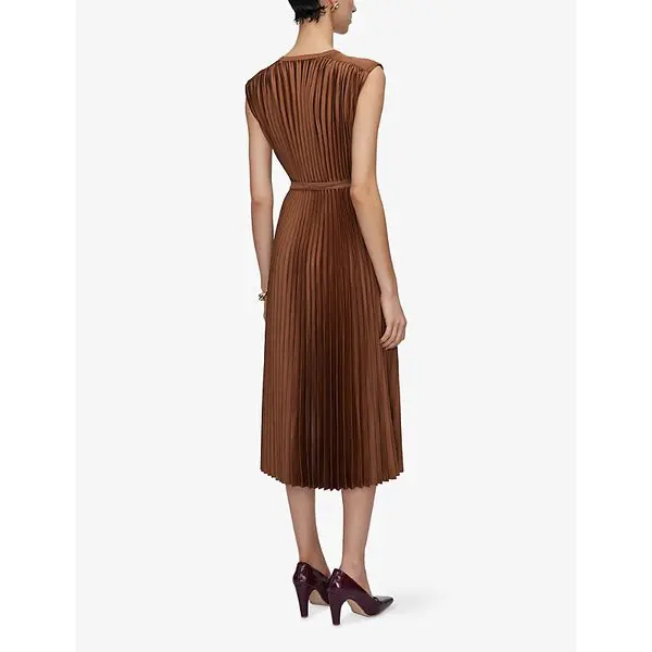JOSEPH Volta Plissé Woven Midi Dress