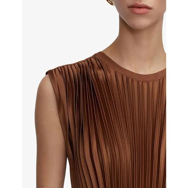 JOSEPH Volta Plissé Woven Midi Dress