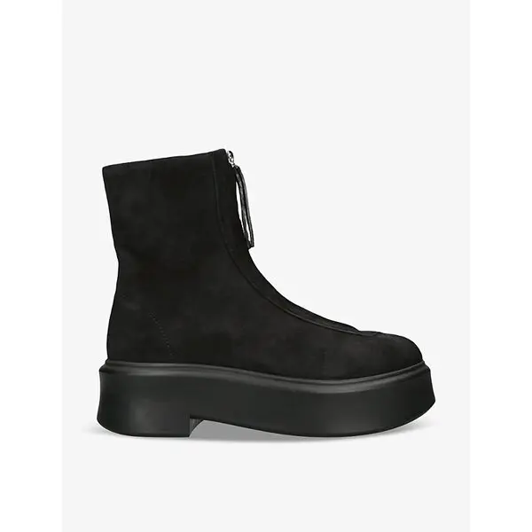 THE ROW Zipped-front Platform-sole Ankle Boots - Black