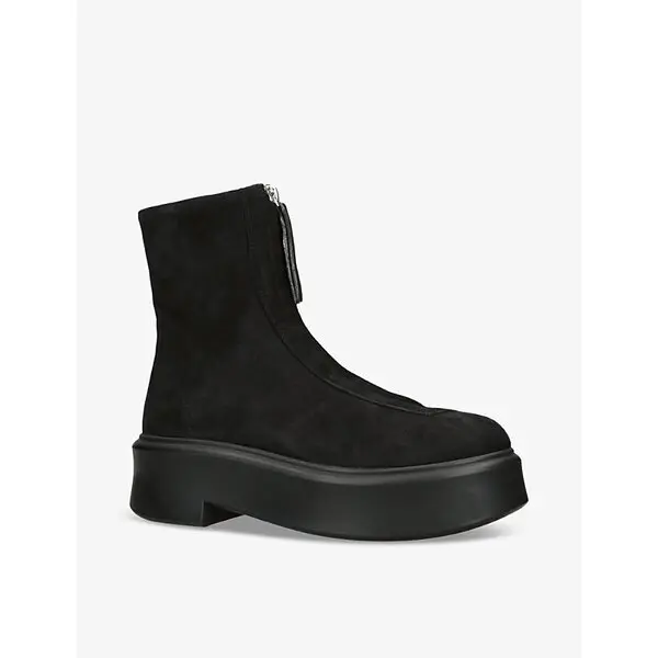 THE ROW Zipped-front Platform-sole Ankle Boots - Black