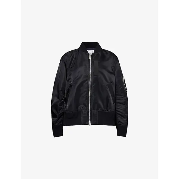 Sacai Relaxed-fit Ruched-sleeves Shell Jacket - Black