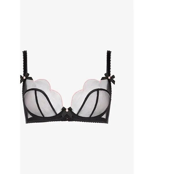 Agent Provocateur Lorna Scalloped Mesh Underwired Bra - Black/pink