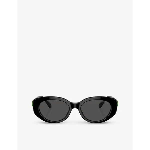 SWAROVSKI Oval-frame Gem-embellished Sunglasses - Black