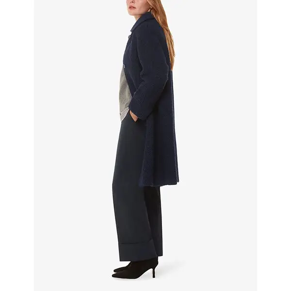 Whistles Romy Collared Boucle Wool-blend Coat - Navy