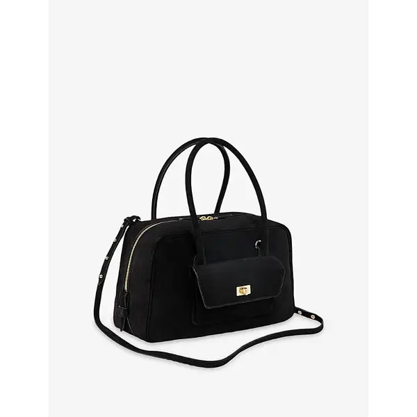 Sandro Ezmeh Suede Top-handle Bag - Black
