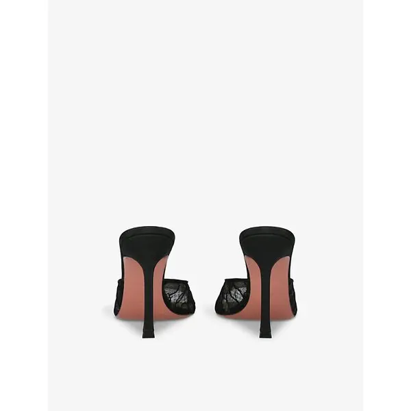Amina Muaddi Alexa Heeled Lace Mules