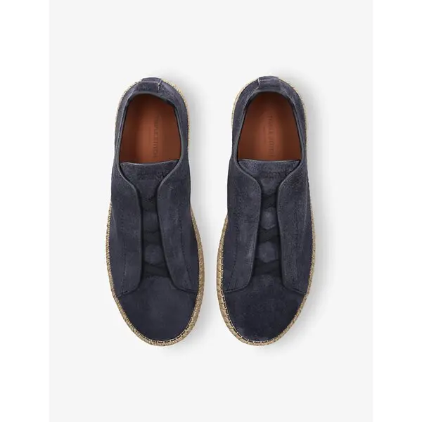 Zegna Triple Stitch Suede Espadrilles - Blue