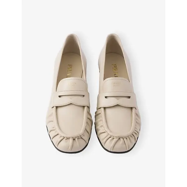 Prada Brand-foiled Leather Loafers