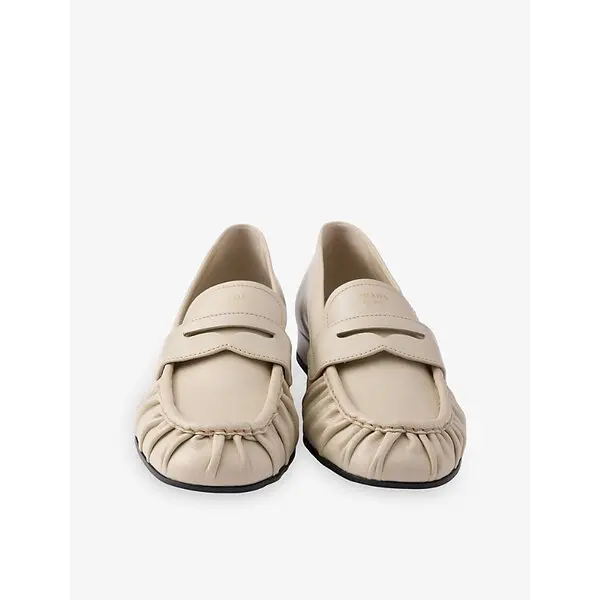 Prada Brand-foiled Leather Loafers