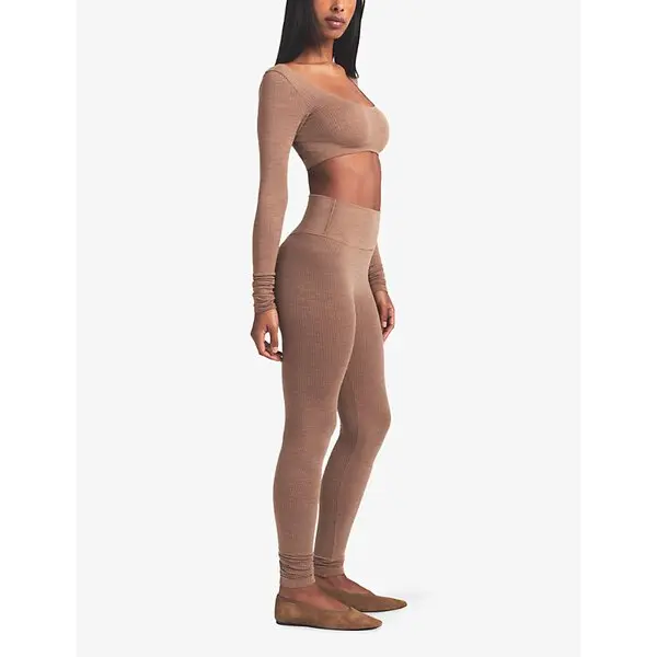 SKIMS High-waisted Ribbed Wool-blend Leggings