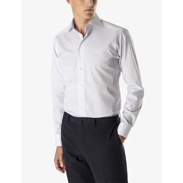 Eton Slim-fit Dot-print Cotton-poplin Shirt