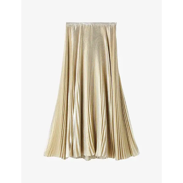 JOSEPH Essai Pleated Silk-blend Midi Skirt