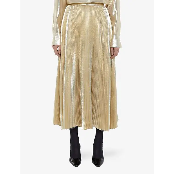 JOSEPH Essai Pleated Silk-blend Midi Skirt