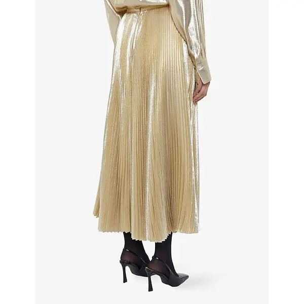 JOSEPH Essai Pleated Silk-blend Midi Skirt