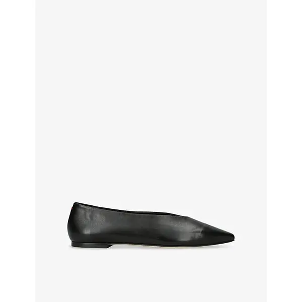 AeydĒ Betty Square-toe Leather Ballet Flats