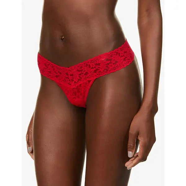Hanky Panky Signature Lace Low-rise Stretch-jersey Thong - Red