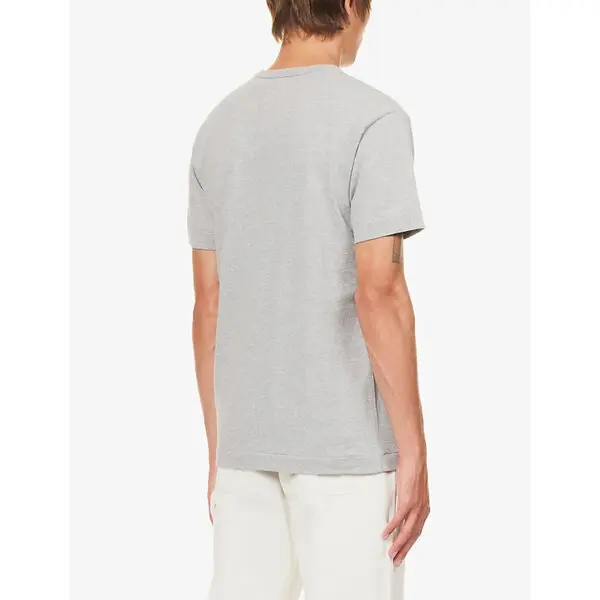 Play Comme Des Garcon Logo-embroidery Cotton-jersey T-shirt - Grey