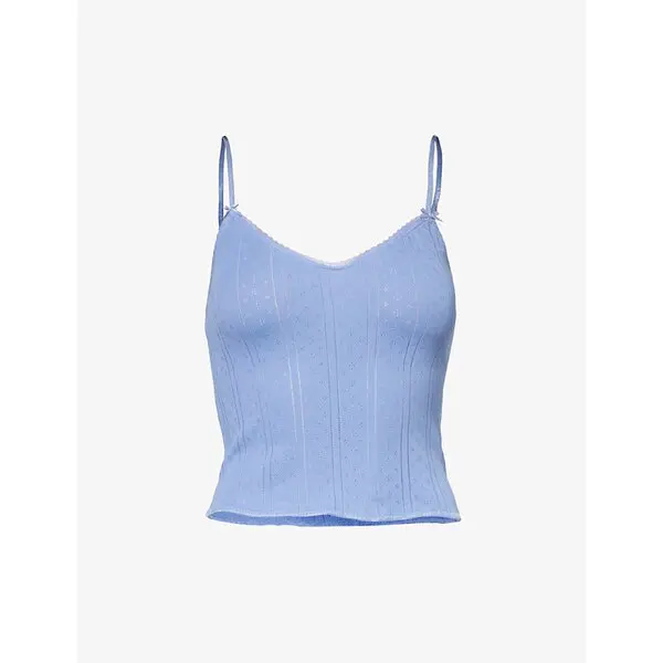 COU COU Slim-fit Cropped Pyjama Top - French Blue