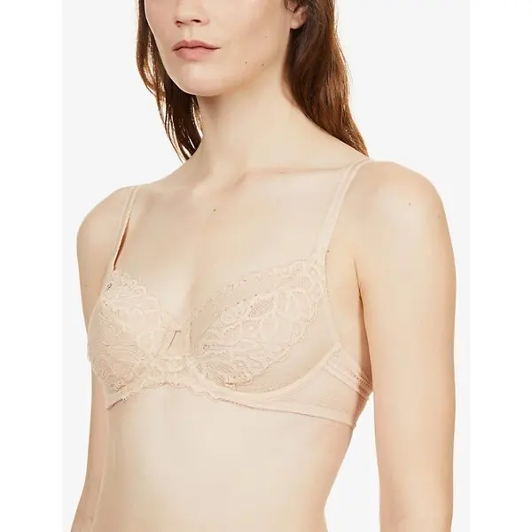 Wacoal Raffiné Floral-embroidered Stretch-lace Bra