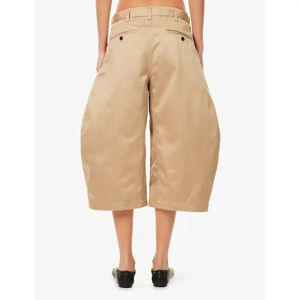 Sacai Wide-leg Belted Cotton Chino Shorts