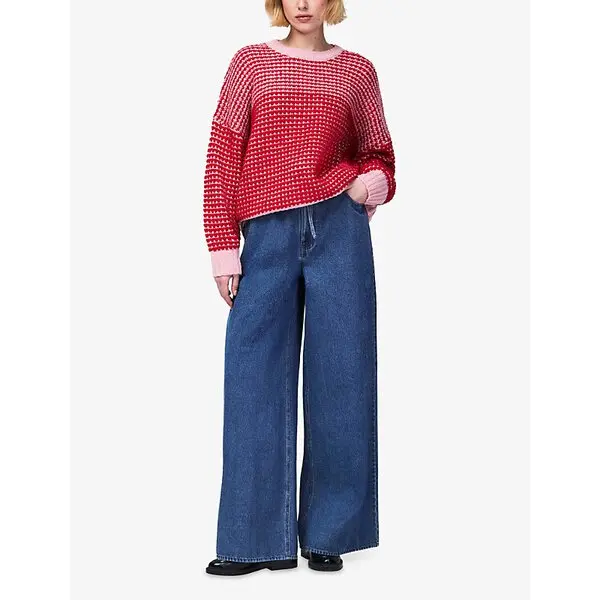 RO&ZO Knitted Wool-blend Jumper With Contrast Stitching