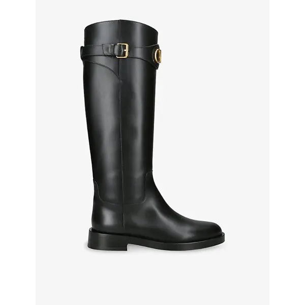 Valentino Garavani Vlogo Leather Knee-high Boots - Black